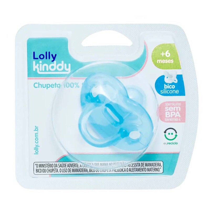 Chupeta - Silicone - 6m - Azul - Lolly Kinddy