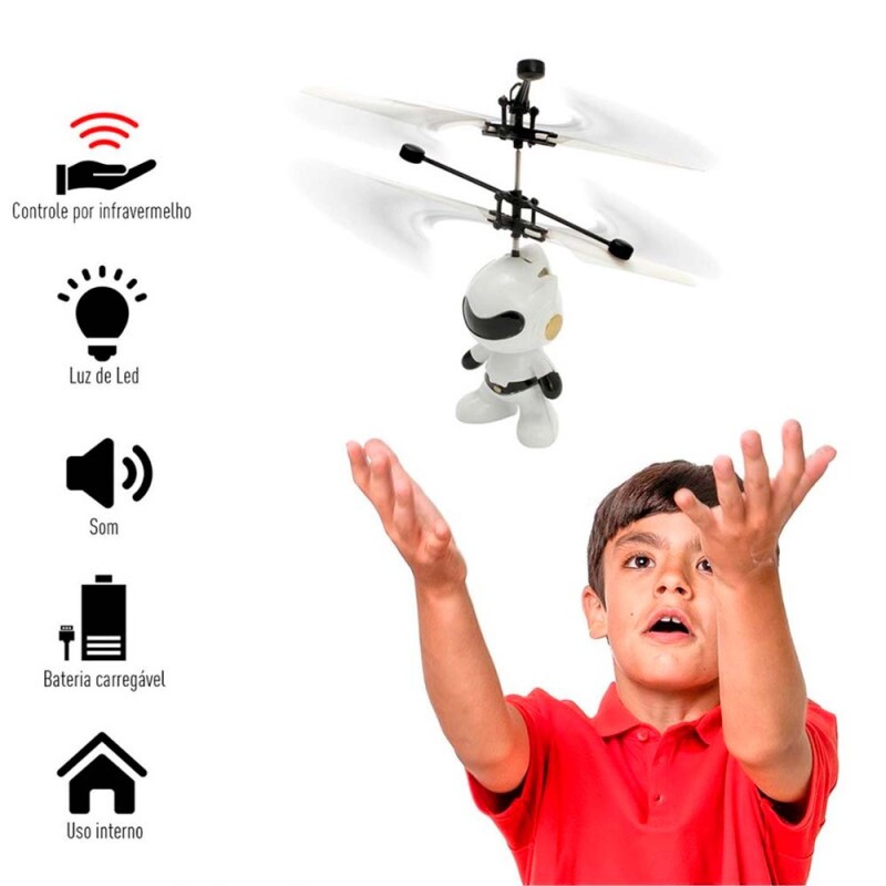 Figura Eletrônica - Mini Drone com Sensor - Robô Voador - Polibrinq