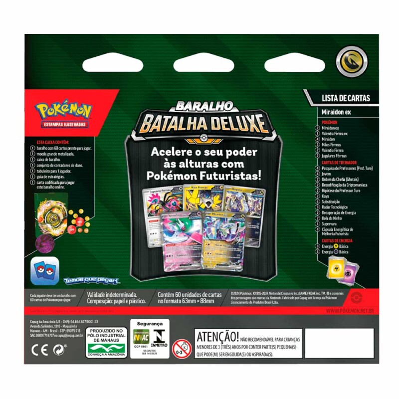 Jogo de Cartas - Pokémon - Batalha Deluxe - Miraidon Ex - Copag
