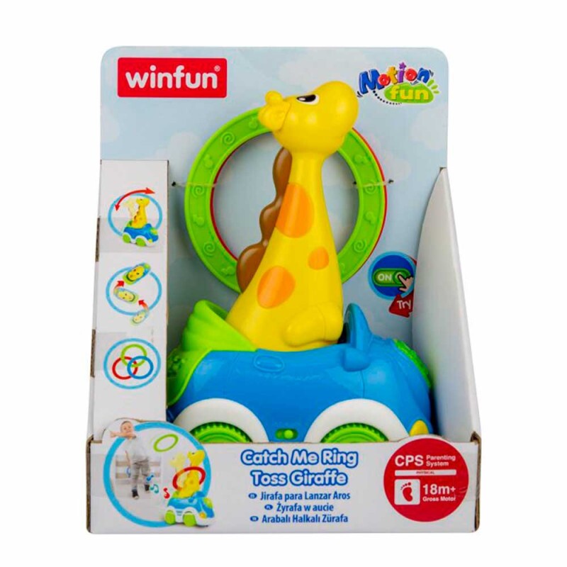 Carrinho Bate e Volta - Motion Fun - Girafa Argolinhas - Winfun