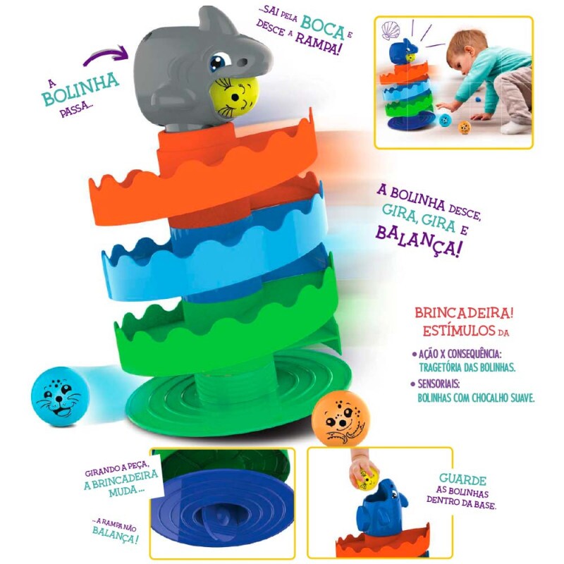 Conjunto de Atividades para Bebê - Gira-Gira Tubarão - Elka