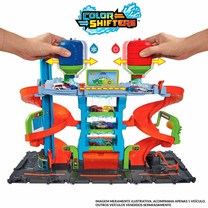 Conjunto e Pista - Hot Wheels City - Lava Rápido Mega Torre - Mattel