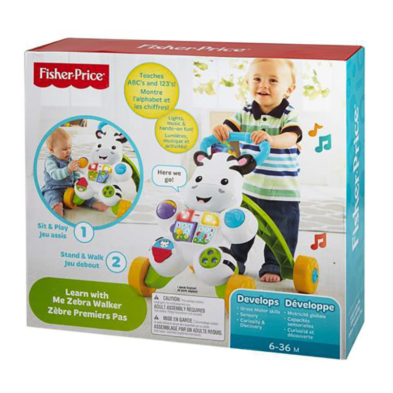 Andador Infantil - Apoiador Zebra com Luzes e Atividades - Fisher-Price