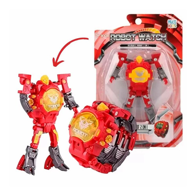 Figura Eletrônica - 2 em 1 - Robot Watch - Relógio e Robô - Vermelho ...