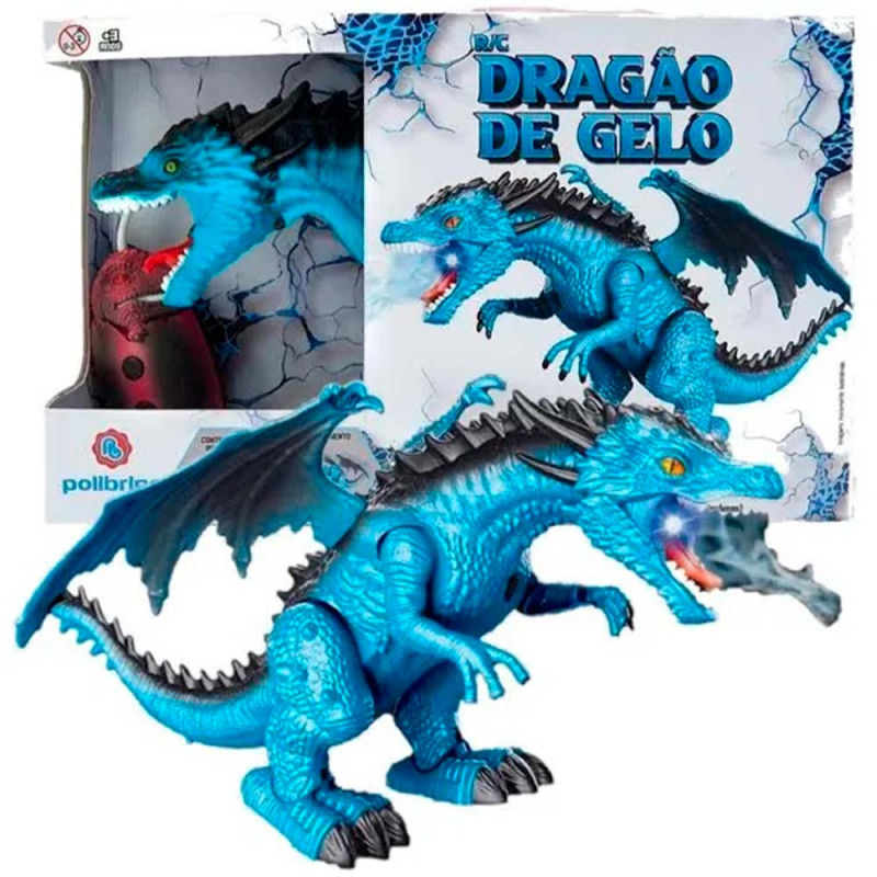 Figura Eletrônica com Controle - Robô - Dragão de Gelo - Polibrinq