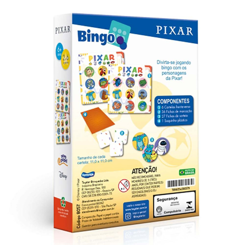 Jogo de Bingo Infantil - Disney-Pixar - Personagens - Toyster