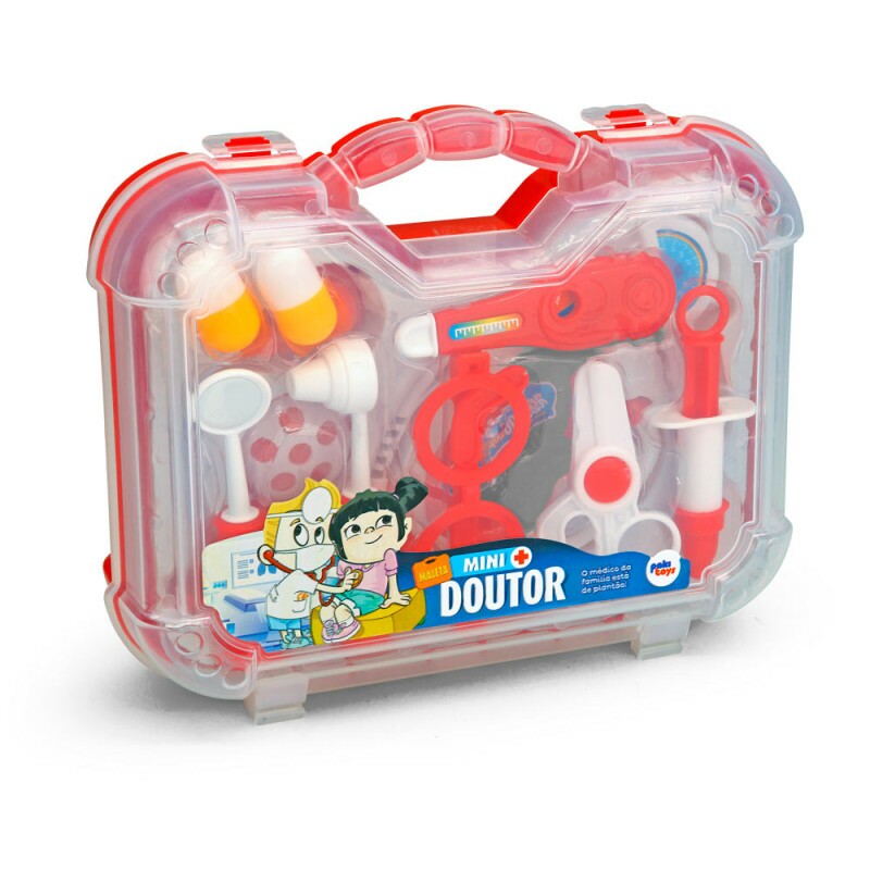 Kit Mini Doutor Infantil - 13 peças - Vermelho - Pakitoys