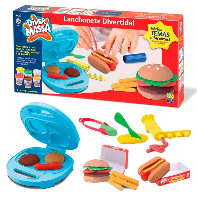 Massinha de Modelar - Diver Massa - Lanchonete Divertida - 6 Potes ...