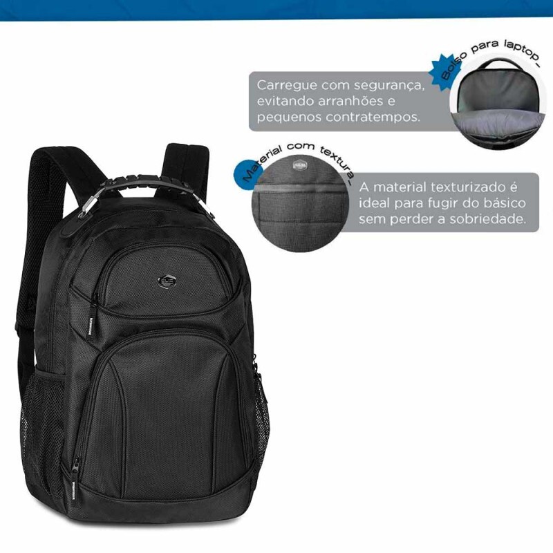 Mochila de Costas - Executiva - Preta - Clio Style