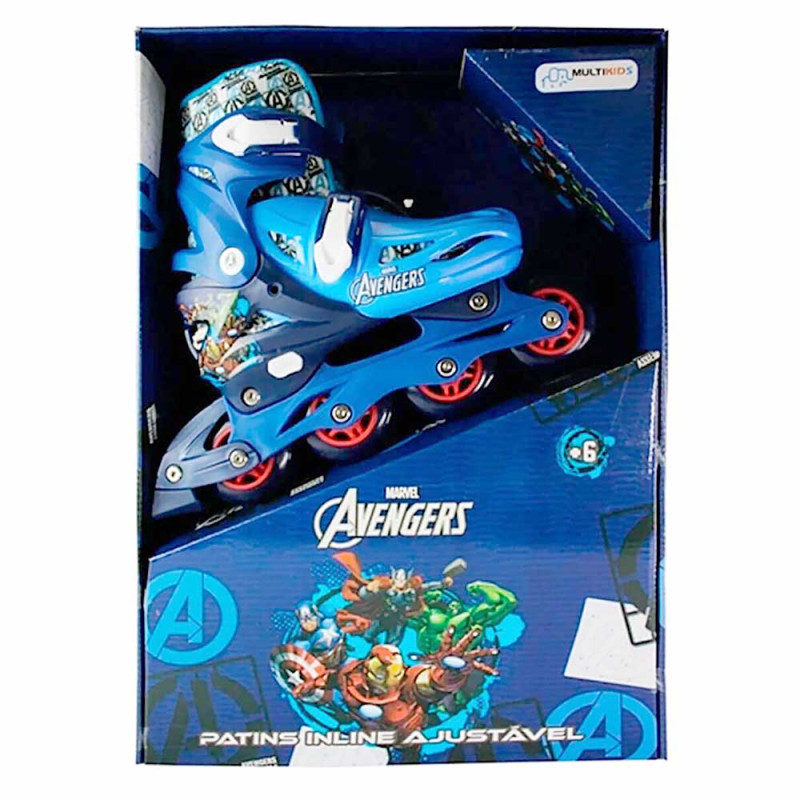 Patins Inline - 2-1 - Ajustável - Marvel Avengers - 35 a 38 - Multikids